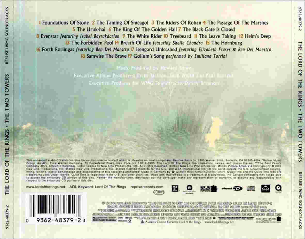 The Lord Of The Rings The Two Towers : Back | CD Covers | Cover Century ...